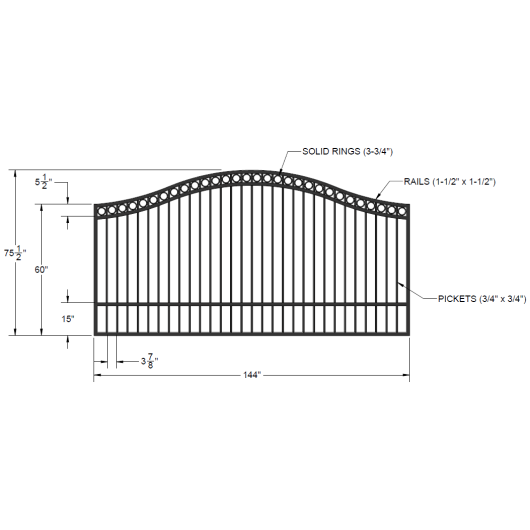 Iron Estate Gate – 60-inch x 12-foot Single – Denali