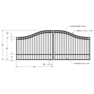 Iron Estate Gate - 60-inch x 16-foot Double - Denali - Fence Supply Inc