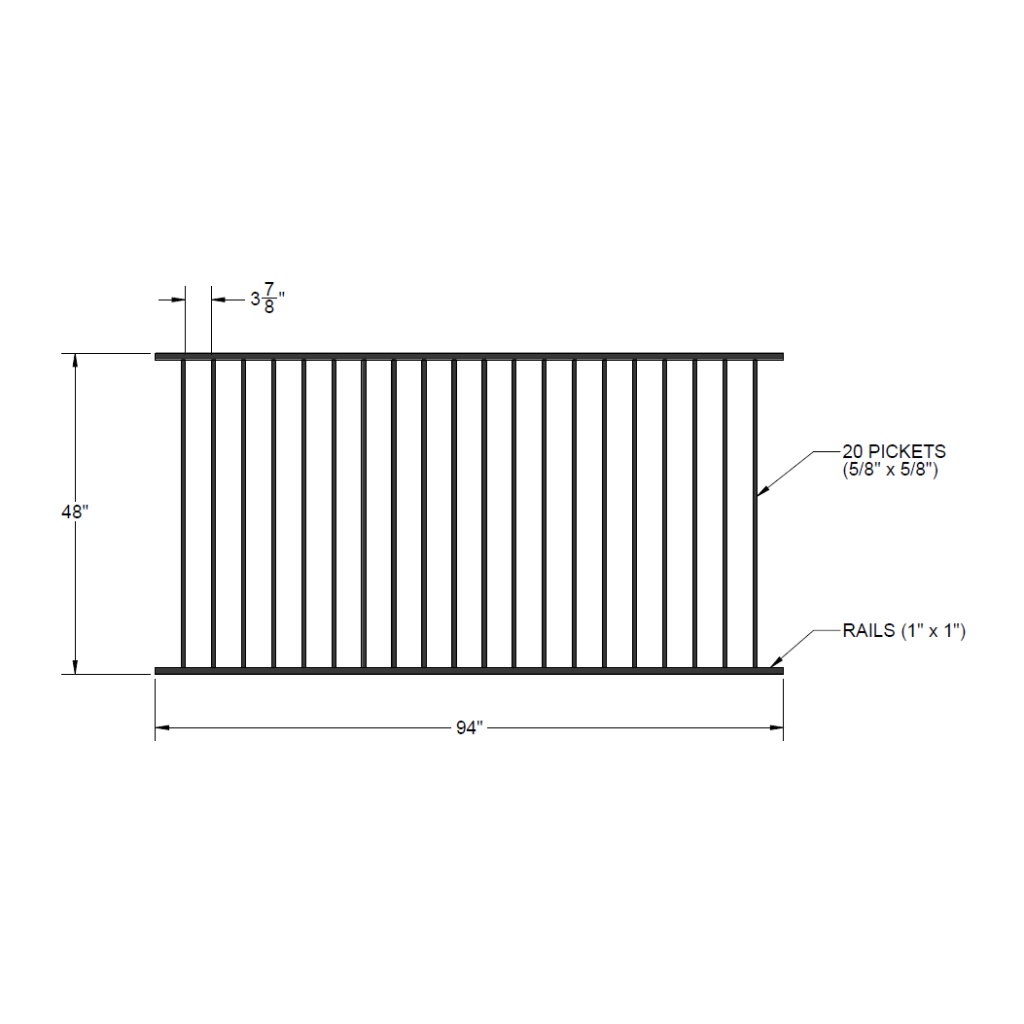 Iron Fence Panel - 48-inch x 94-inch - Yukon - Fence Supply Inc