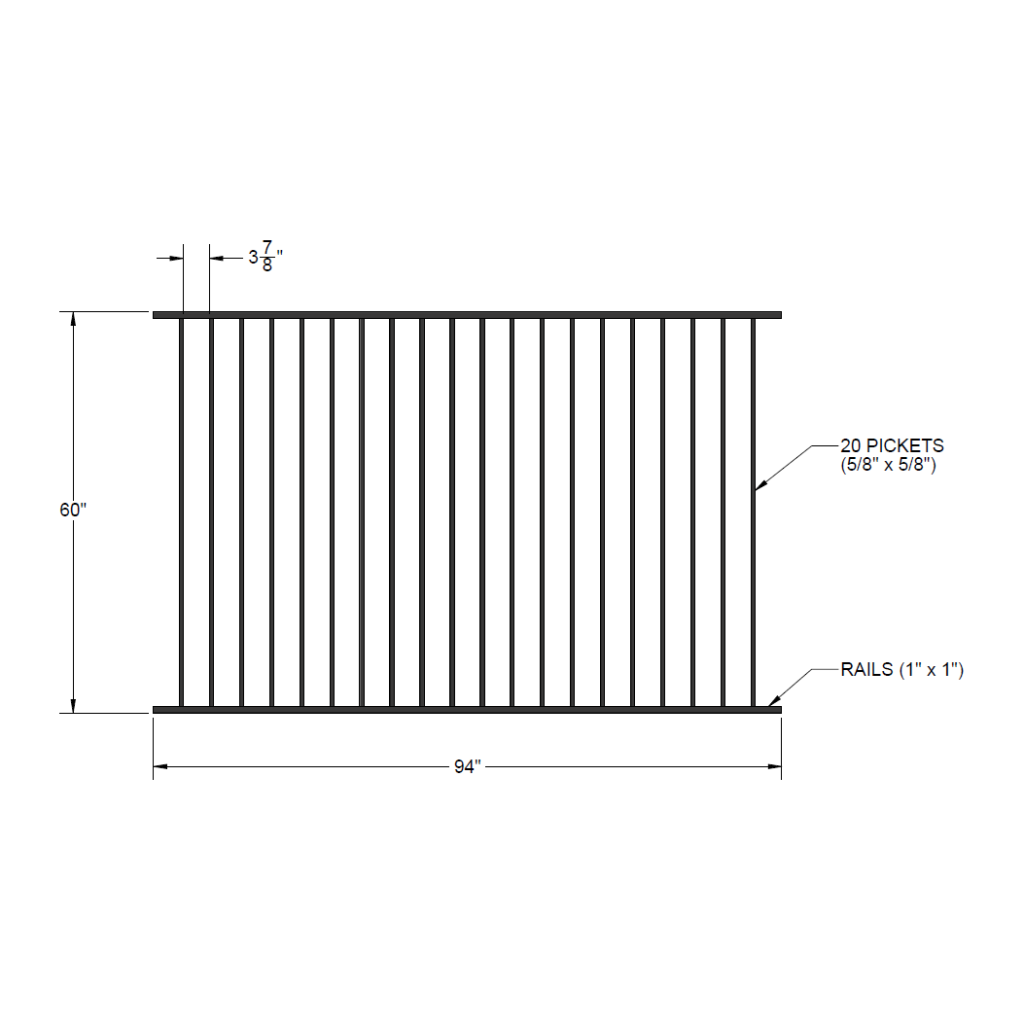 Iron Fence Panel - 58-inch x 94-inch - Yukon - Fence Supply Inc
