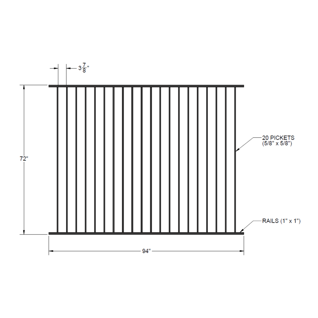 Iron Fence Panel - 70-inch x 94-inch - Yukon - Fence Supply Inc