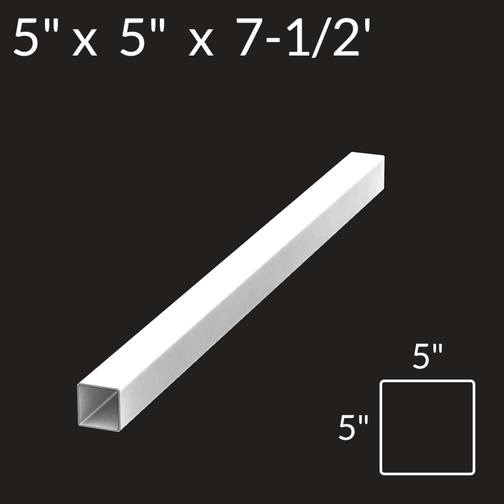 5 inch X 5 inch X 7 1 2 foot Vinyl Fence Post 4 Rail Line White